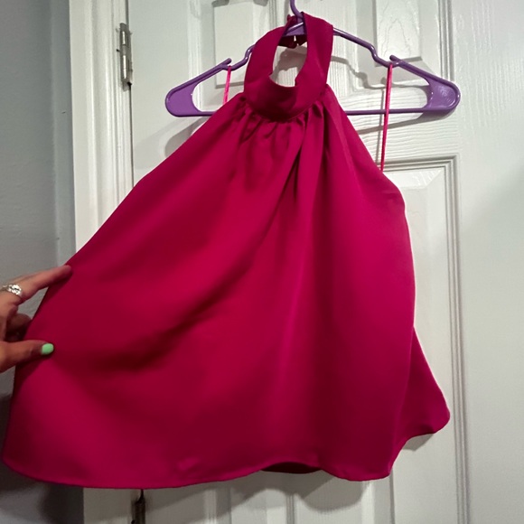 Tops | Hot Pink Halter Blouse | Poshmark